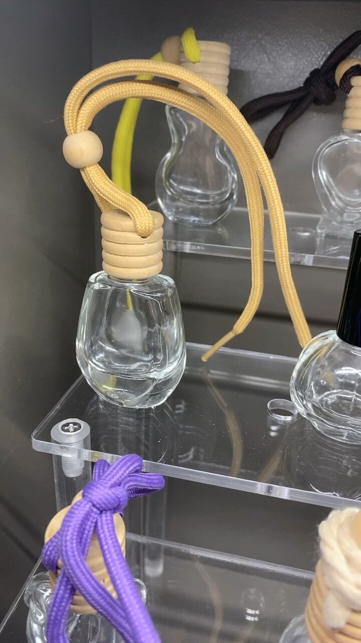 Small Hanging Car Diffuser Glass Perfume Bottle With Wooden Cap - Buy ...