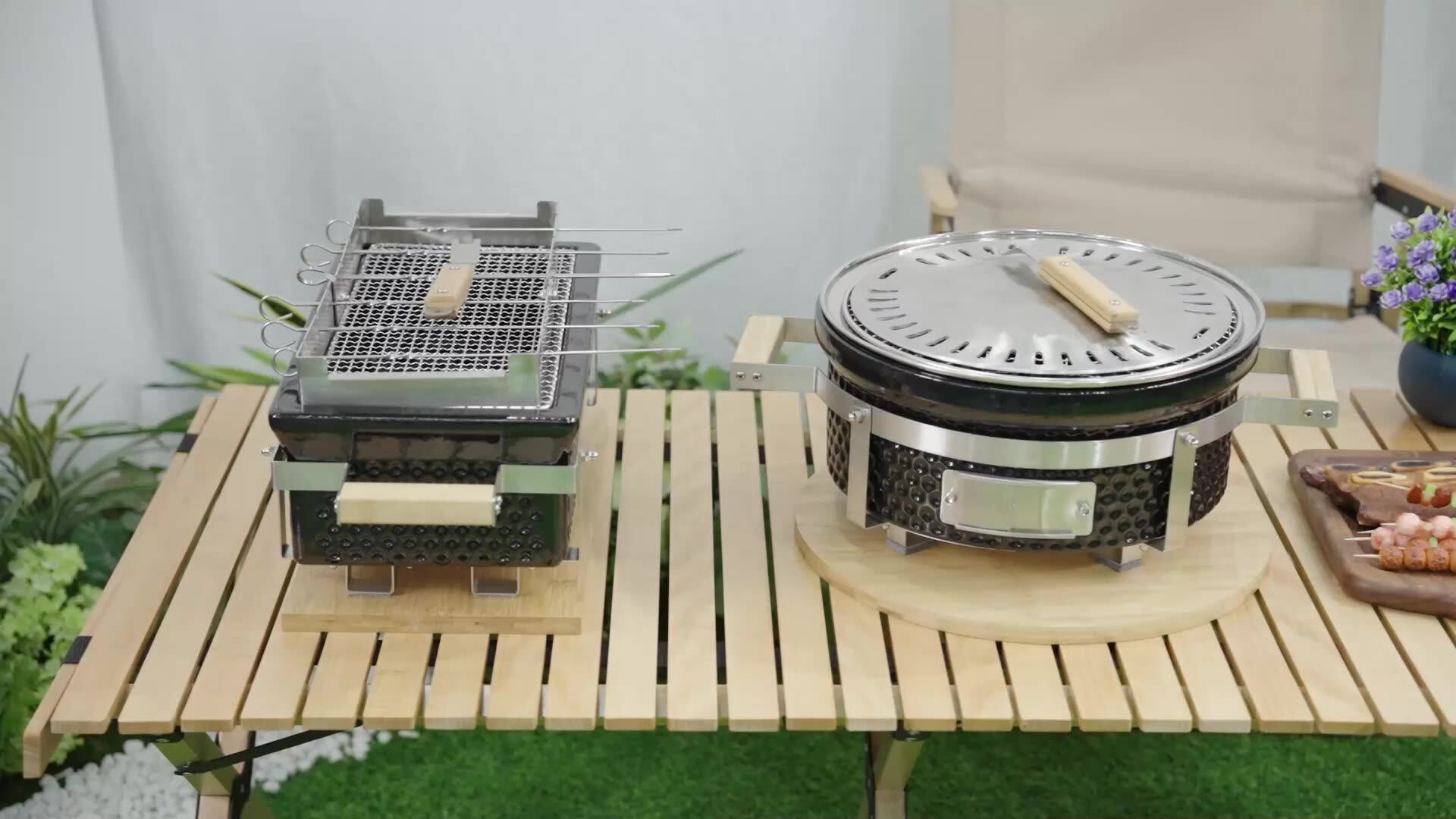 Seb Charcoal Bbq Grill Hibachi Grill With Grid Lifter For Outdoor ...