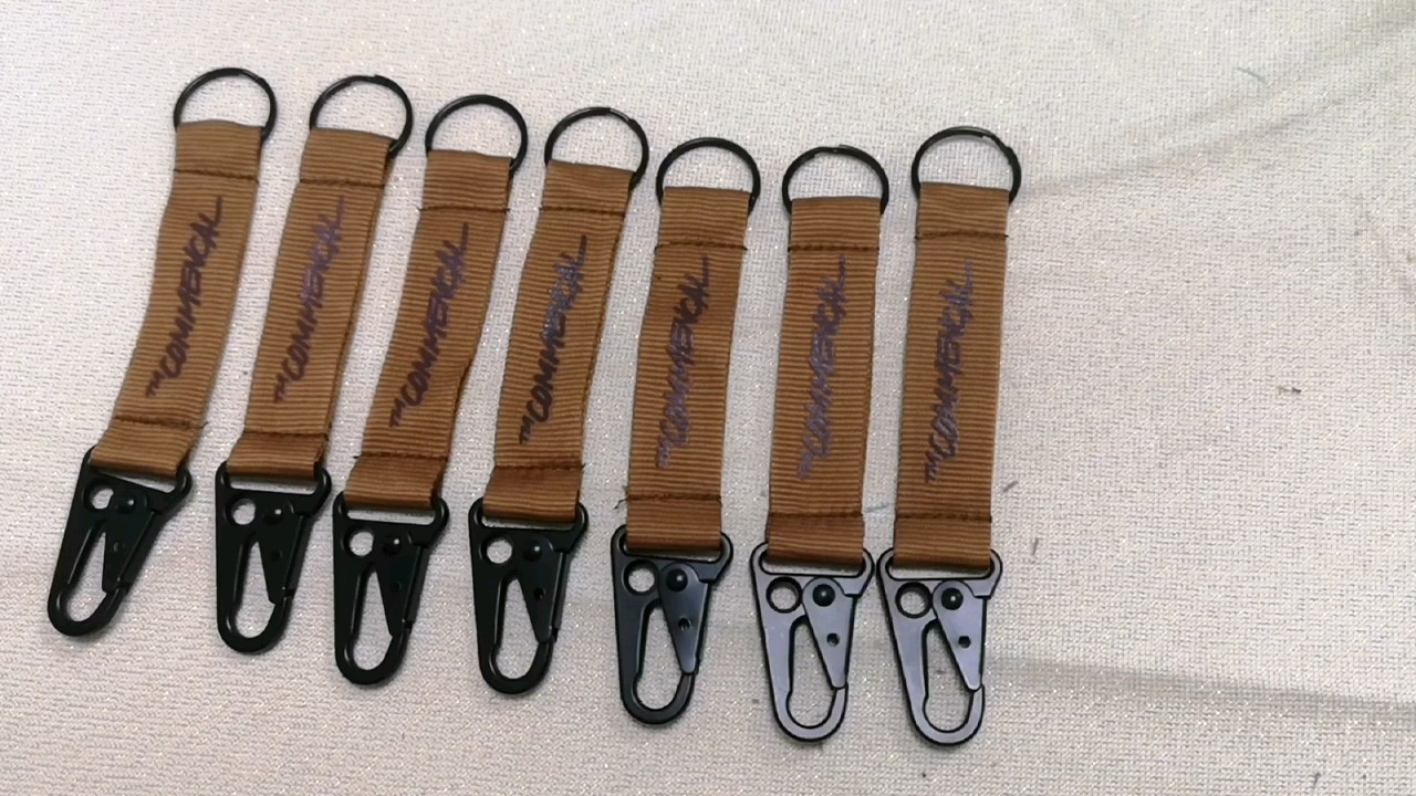 Custom Logo Nylon Webbing Short Lanyard Keychain Outdoor Tactical Metal ...