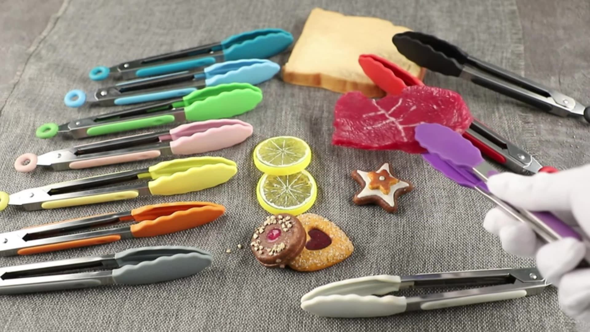 Premium Quality 7/9/12 Inches Anti Slip Kitchen Tong Silicone Food Tong ...