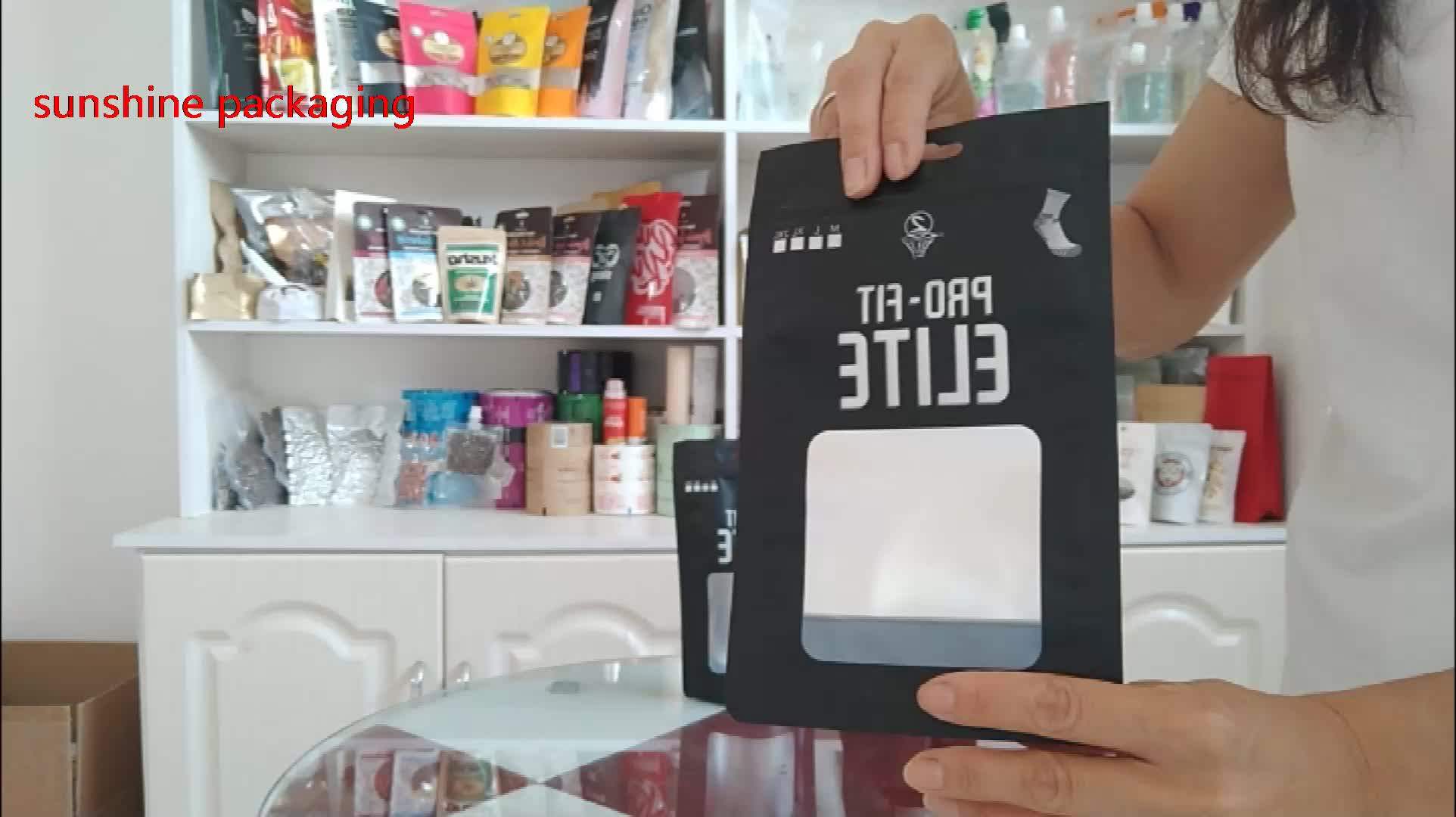 Customized Stand Up Pouch Zipper Plastic Package Bag For Socks ...