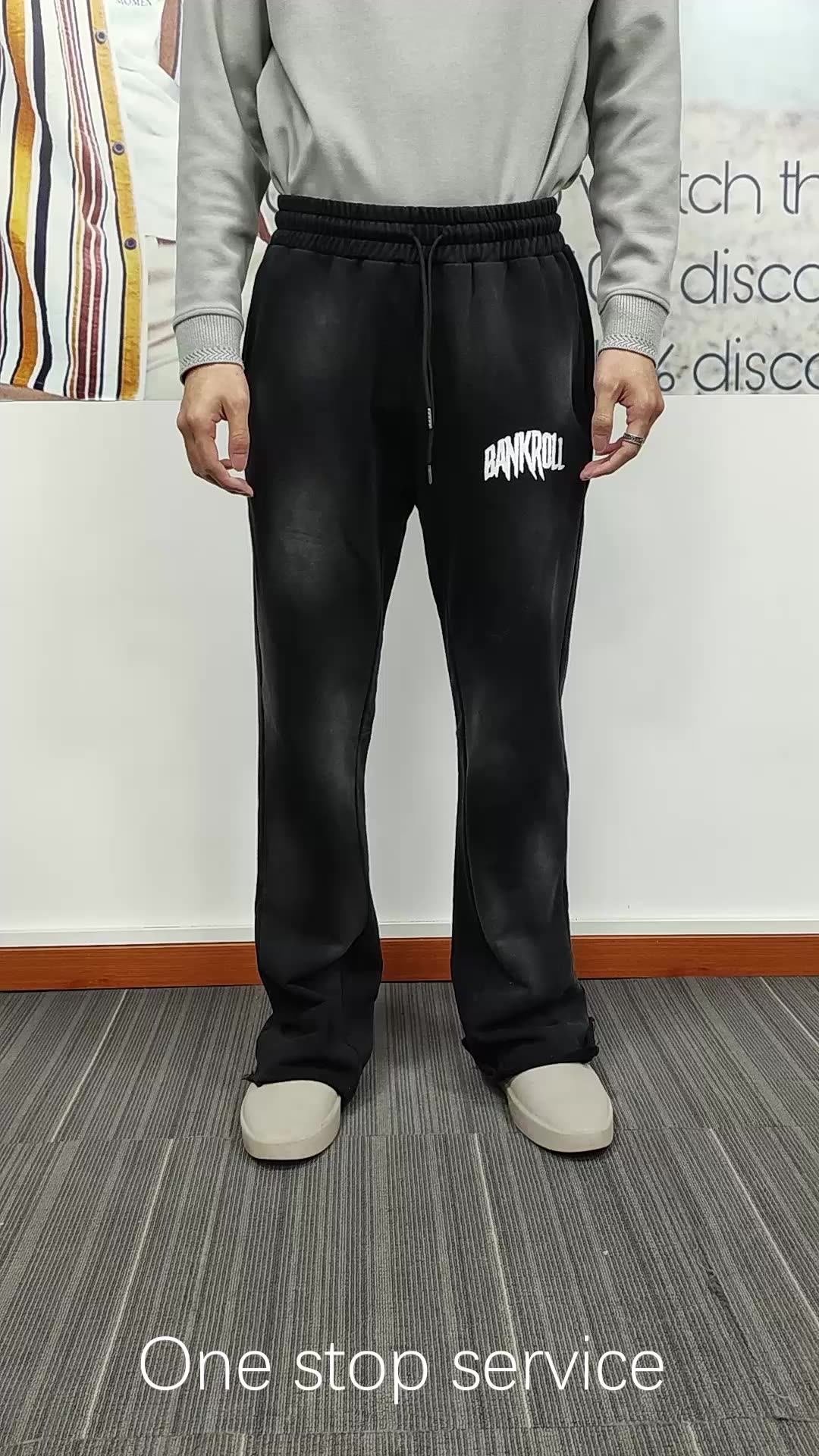 Streetwear Mens French Terry Flare Slim Sweatpants Slim Fit Heavyweight ...