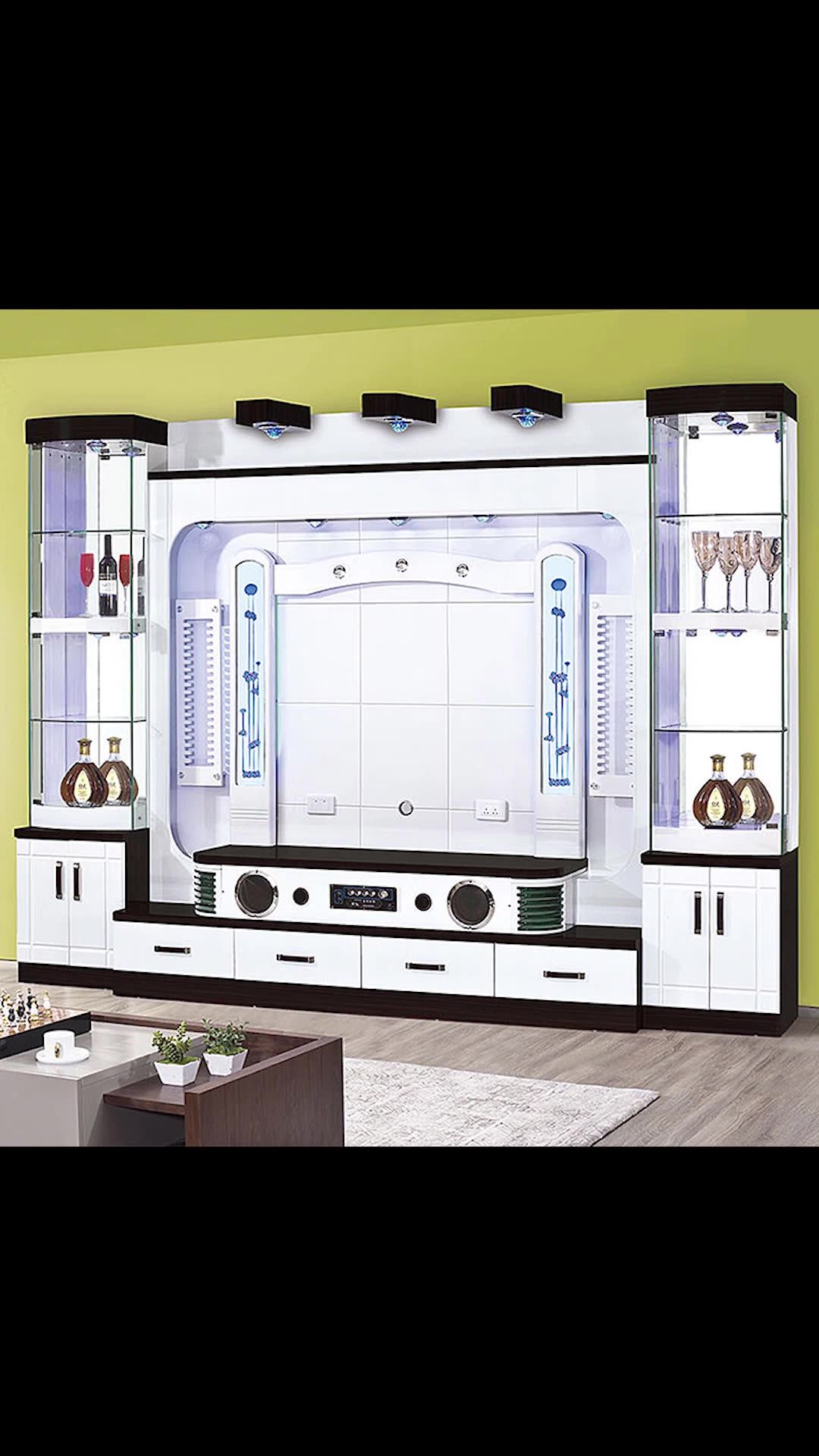 Wandmeubel Universal Tv Wall Unit Cabinet Set With Show Glass Storage ...