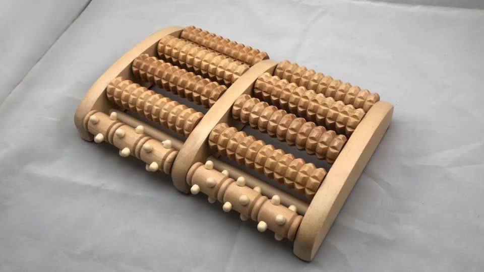 Wood Foot Massage Therapy Tools Acupoint Ball Foot Massager Roller For ...