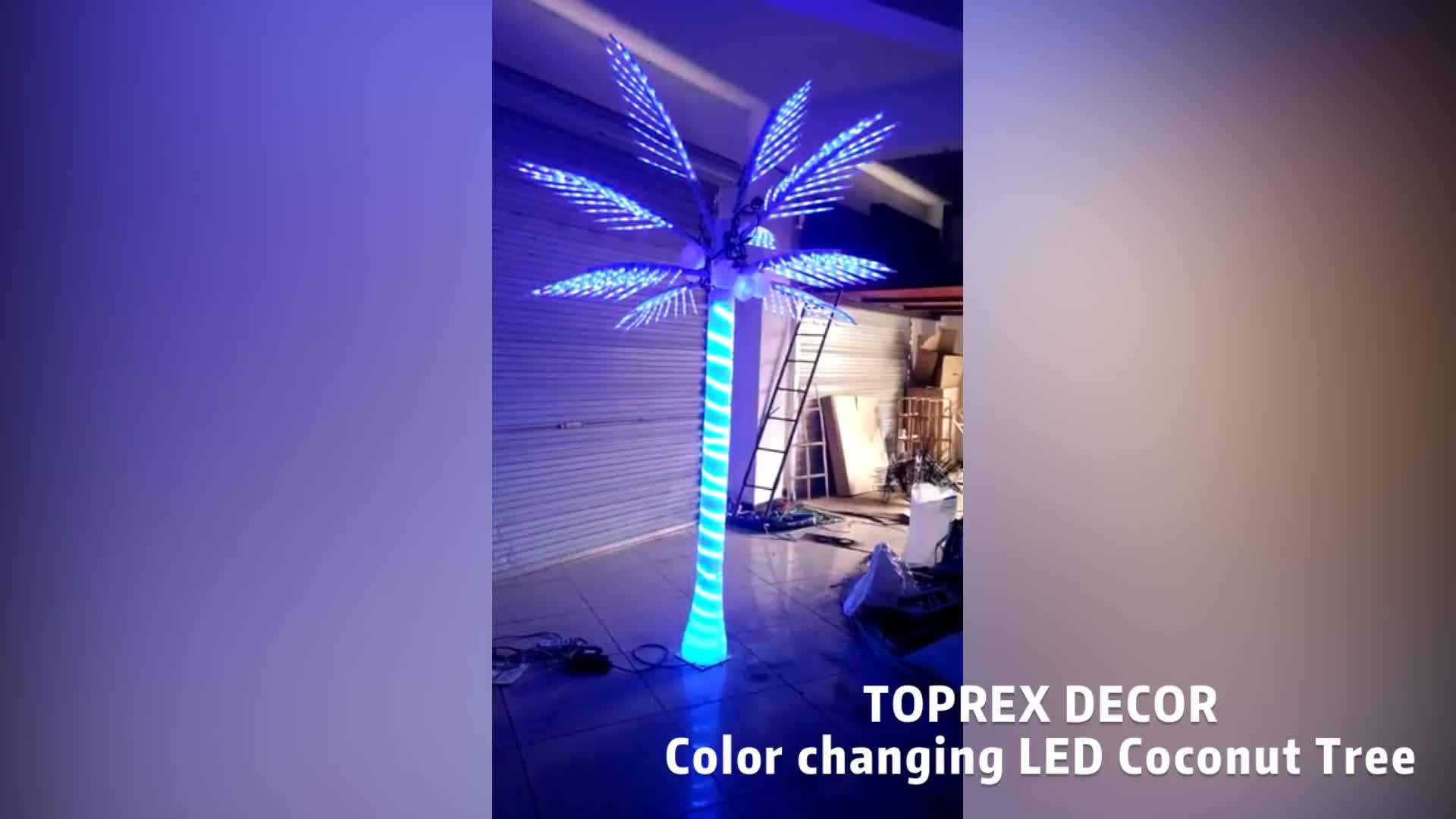 Life Size Rgb Color Changing Led Lighted 10 Ft Artificial Coconut Palm ...