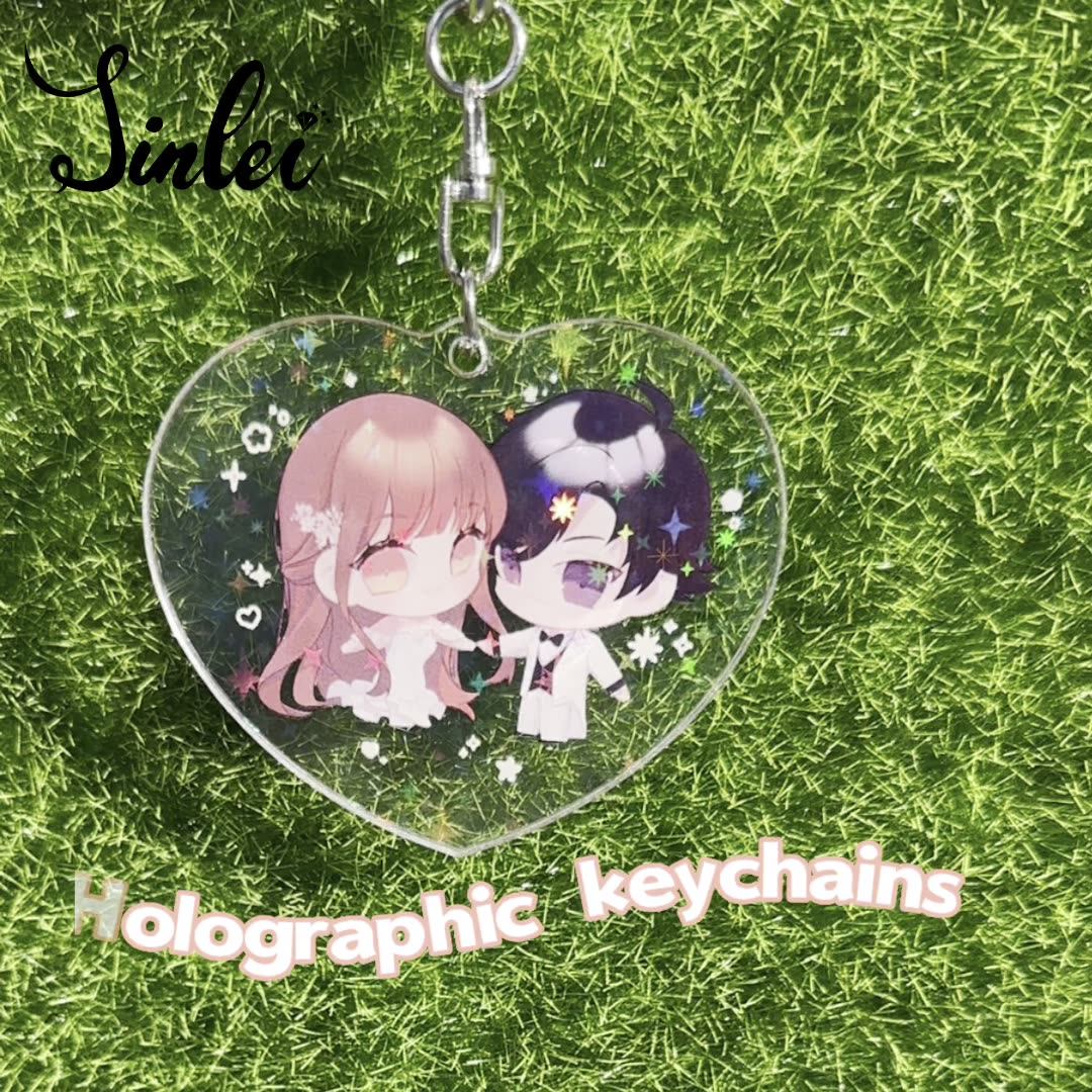 Jinlei Double Sided Printing Acrylic Charm Holographic Acrylic Keychain ...