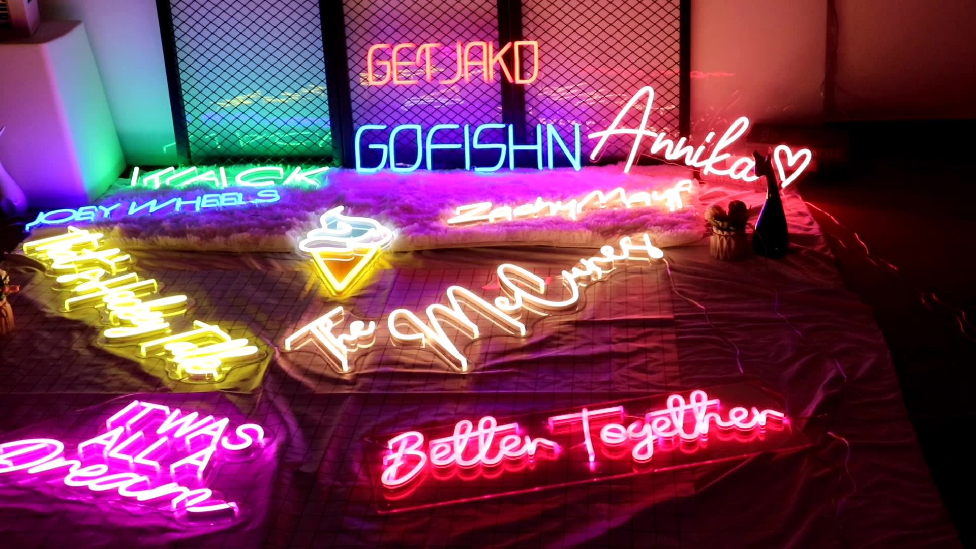 Vintage Aesthetic Hanging Big Neon Lights Sign Backdrop Custom ...