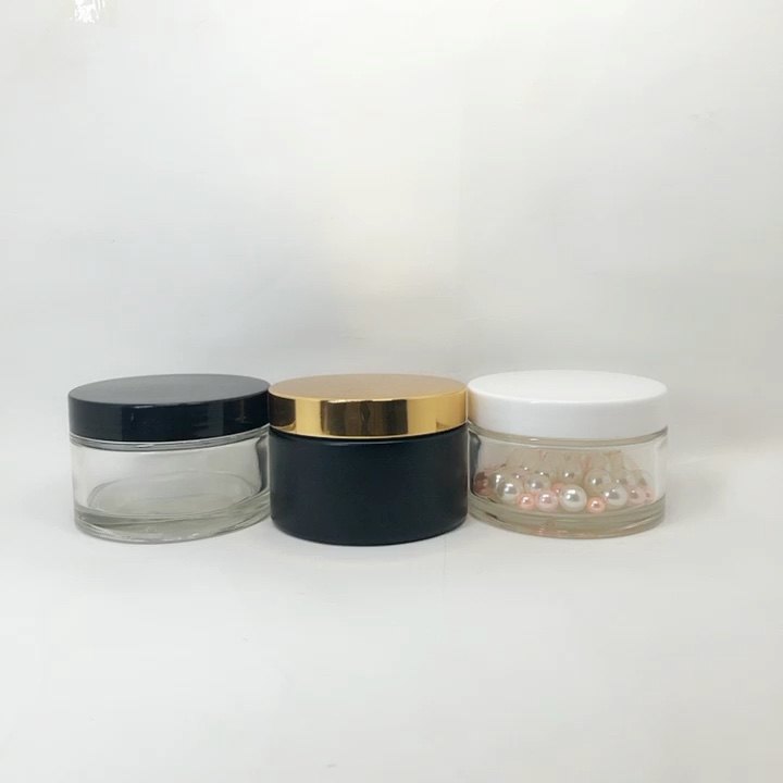 4 8 Oz 50g 200g Body Butter Cream Container Black Frosted Matte Glass ...