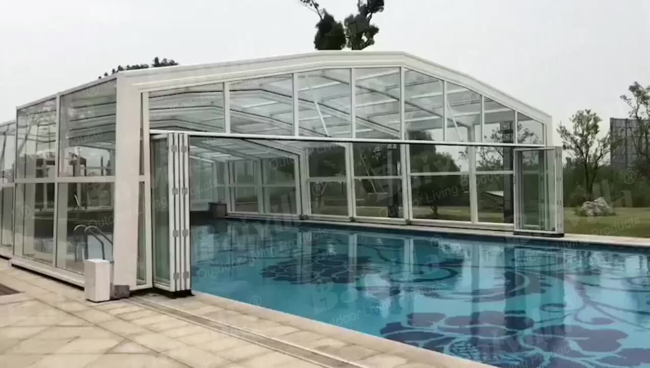 Prefabricated Polycarbonate Glass Enclosure Swimming Pool Cover ...