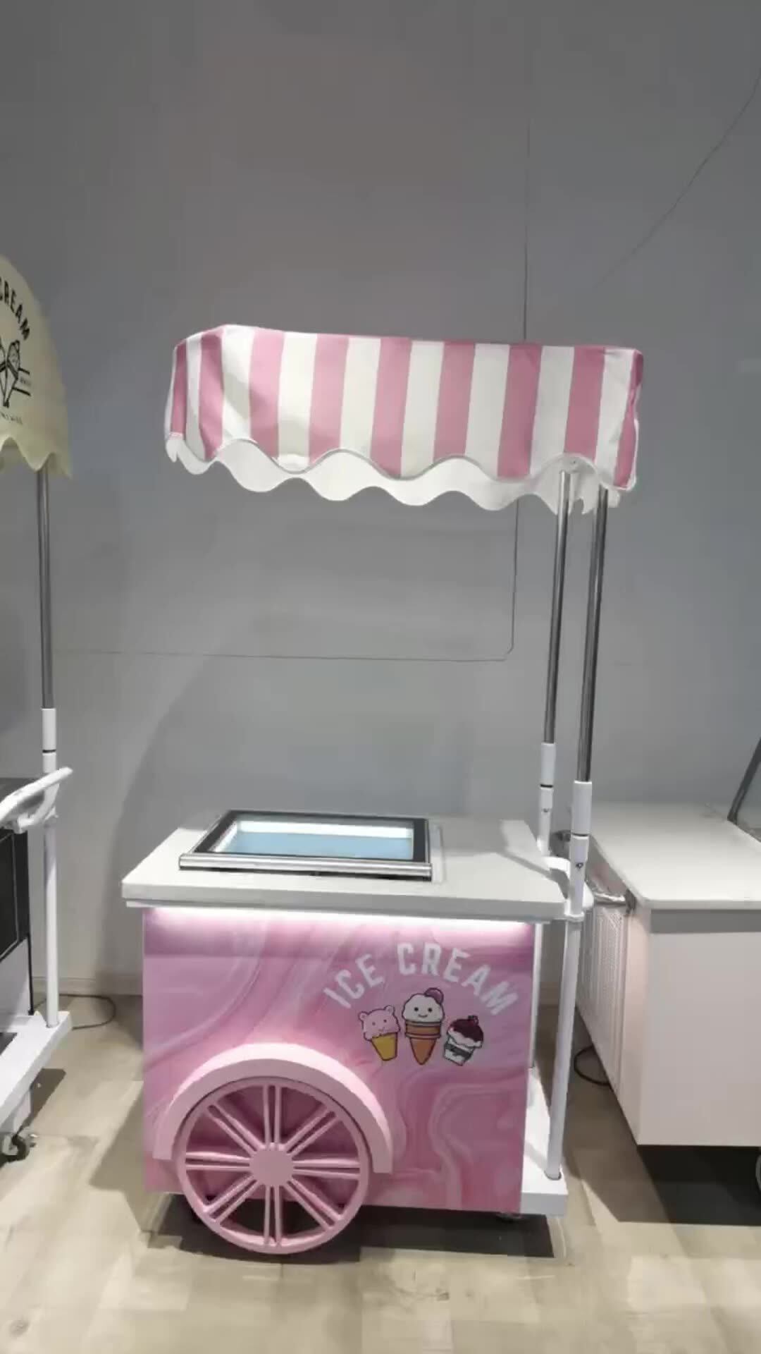 Italian Mobile Small Mini Gelato Showcase Freezer Ice Cream Hand Push ...