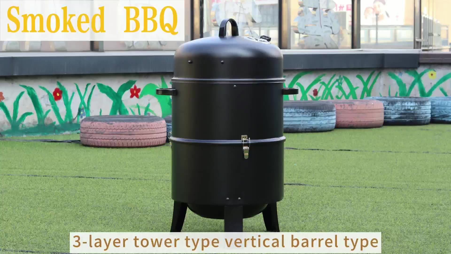 3 In 1 Smokeless Charcoal Bbq Grill Smoker 3 Layers Tower Vertical ...