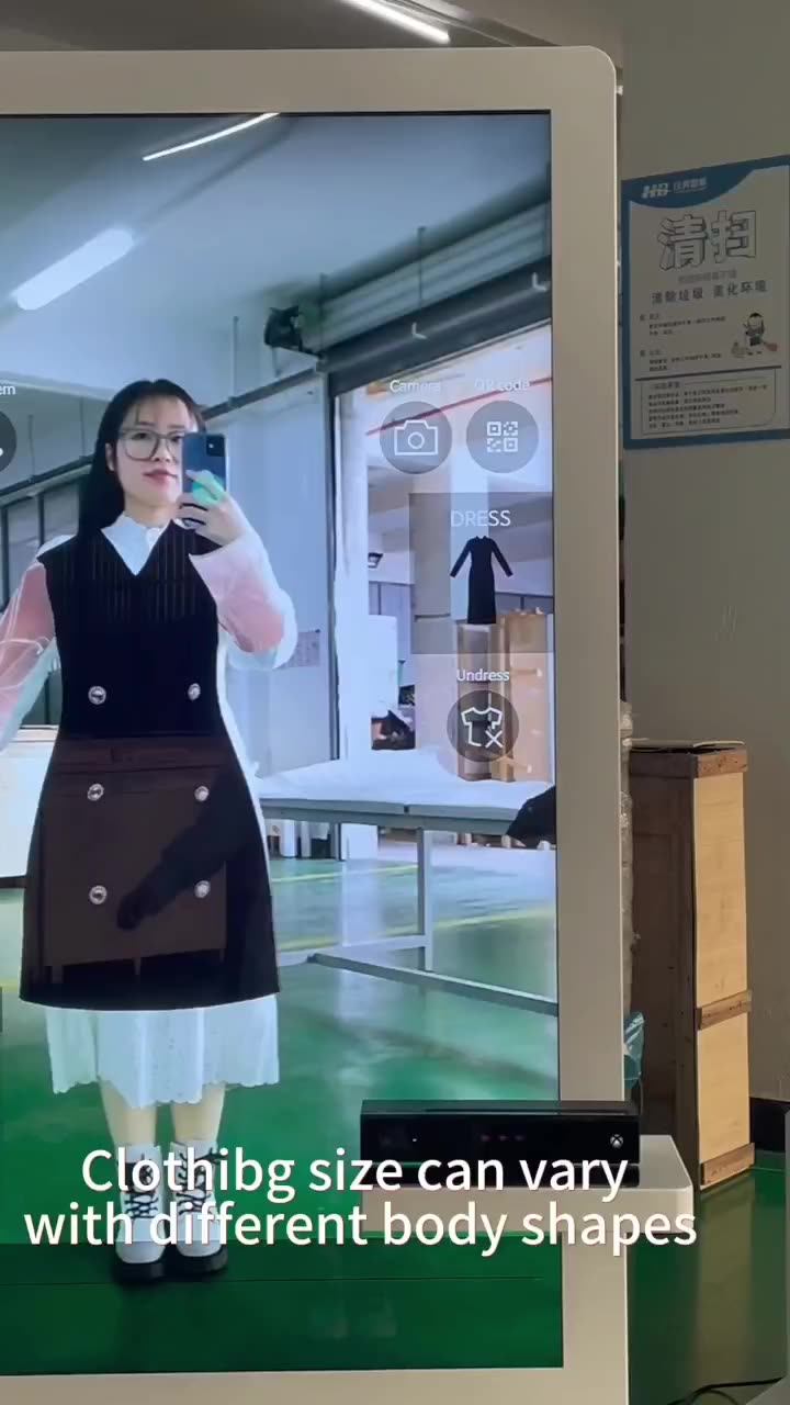 3d Virtual Fitting Floor Standing Digital Signage Smart Fitness Mirror Virtual Shopping Ar ...