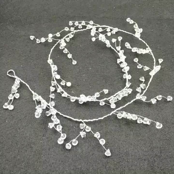 Crystal Water Drop Beaded Branch Hanging String Acrylic Bead Garland ...