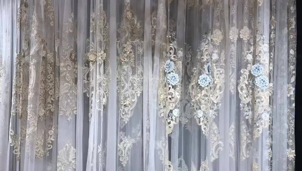 3d Flower Embroidered Sheer Curtain Fabric Turkish Embroidery Designs ...