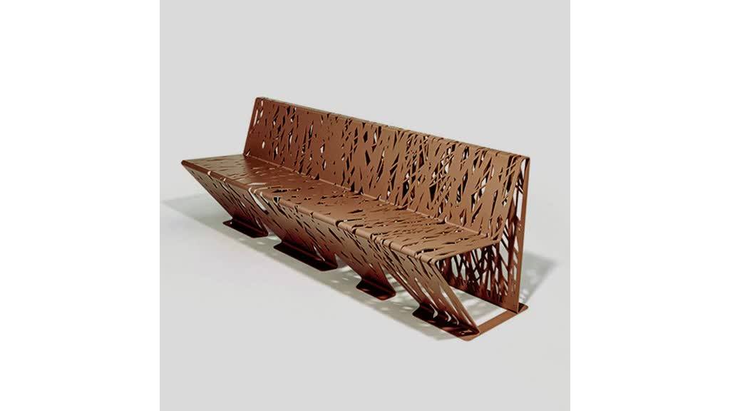 Crossed Contemporary Laser-cut Steel Bench Corten Steel Rusted Steel ...