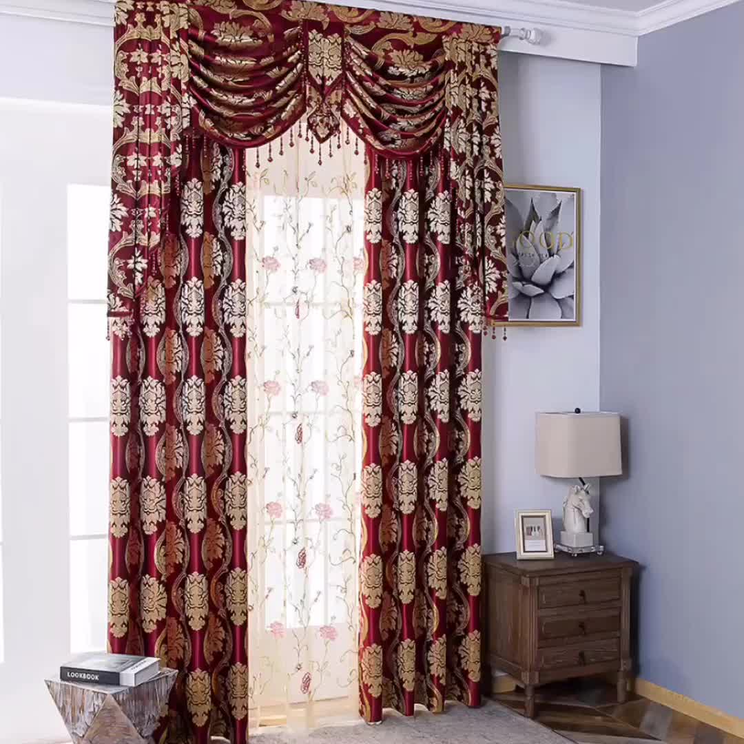 Luxury European Style Living Room Beaded Beautiful Valance Curtain With ...