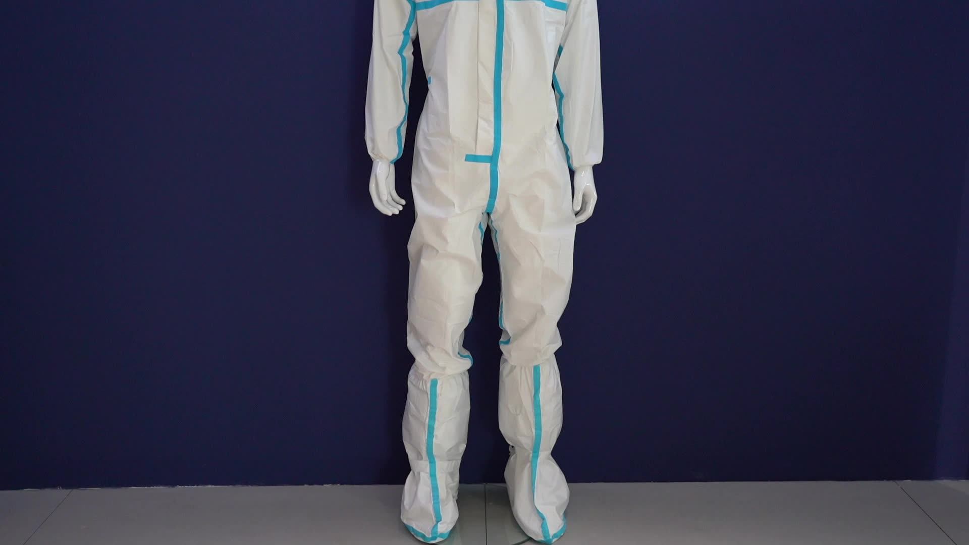 Taped Seam Chemical Protective Suit Isolation Overall Disposable ...