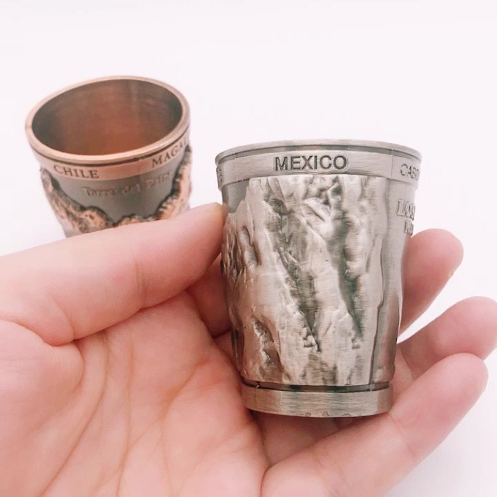 Antique 3d Metal Cups Valparaiso Chile Pewter Bronze Cup Souvenir ...