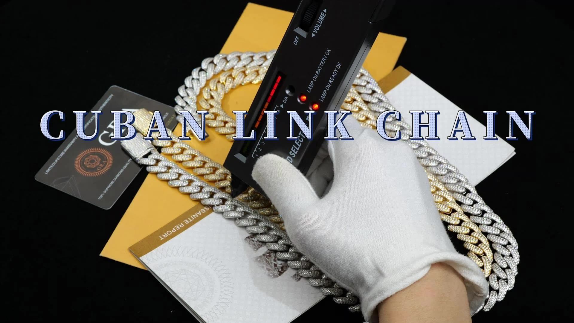 Moissanite Miami Cuban Link Prong Necklace Solid 925 Sterling Silver ...