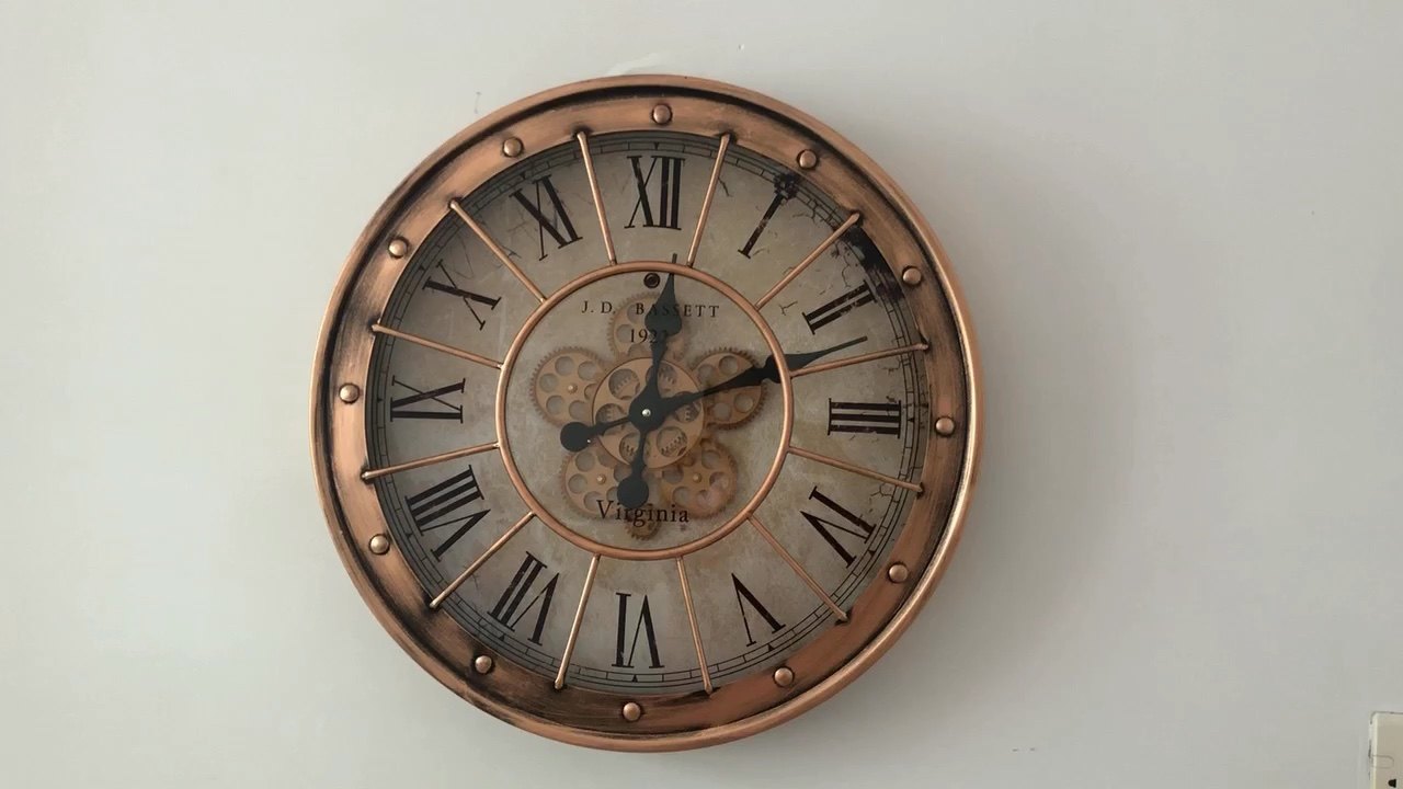 Large Mechanism Wall Clock Black Metal Wall Clock With Real Moving ...