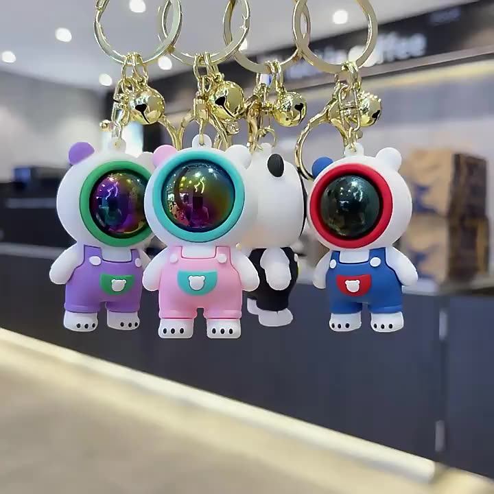 3d Pvc Keychain Kawaii Cute Cartoon Keyring Teddy Bear Key Chain Boy ...