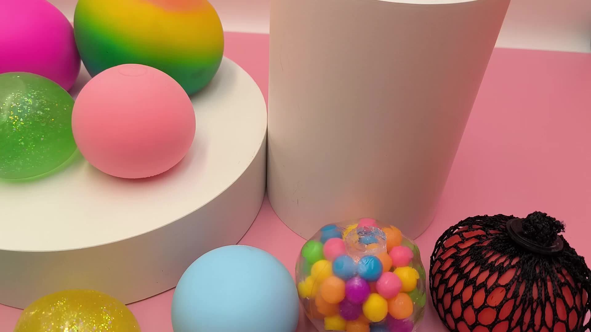 Colorful High Quality Squeeze Hand Pressure Rainbow Squish Ball Toy ...