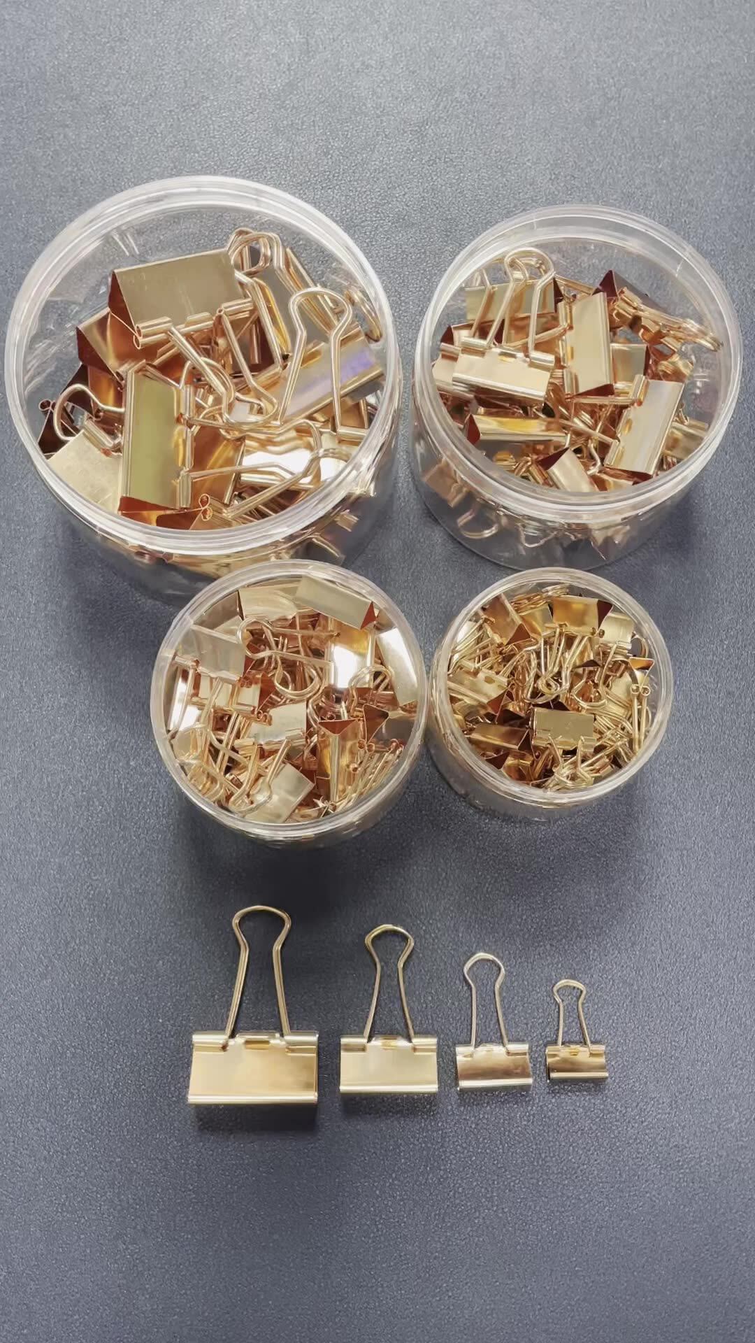 1-inch Medium Metal Long Tail Clip 48-piece Rose Gold Loose-leaf Paper ...