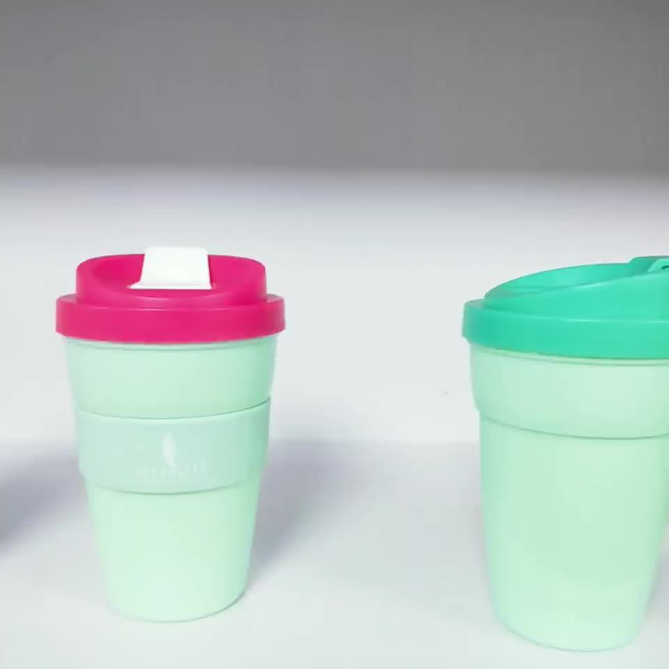 Propene Polymer 8oz Plastic Coffee Cup With Clip And Silicone Band ...