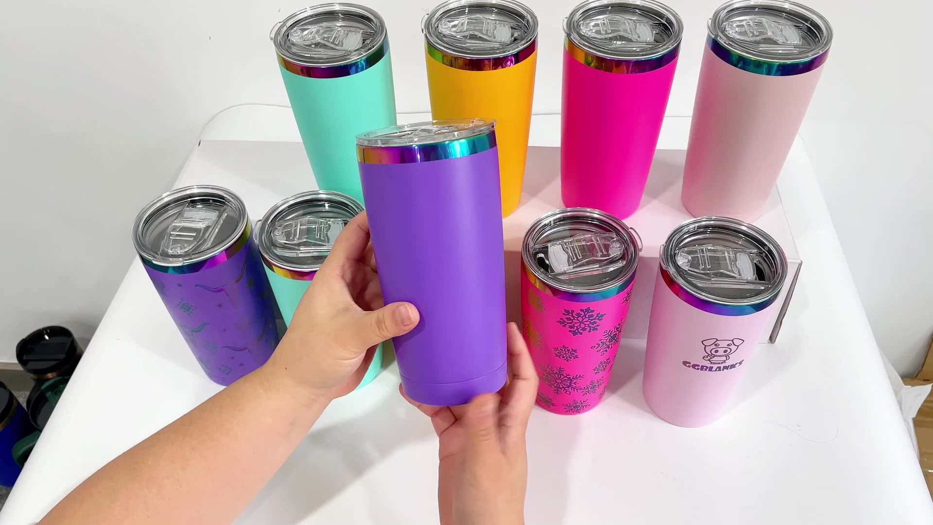 Usa Warehouse Powder Coated Rainbow Tumbler 20oz Vacuum Insulated ...