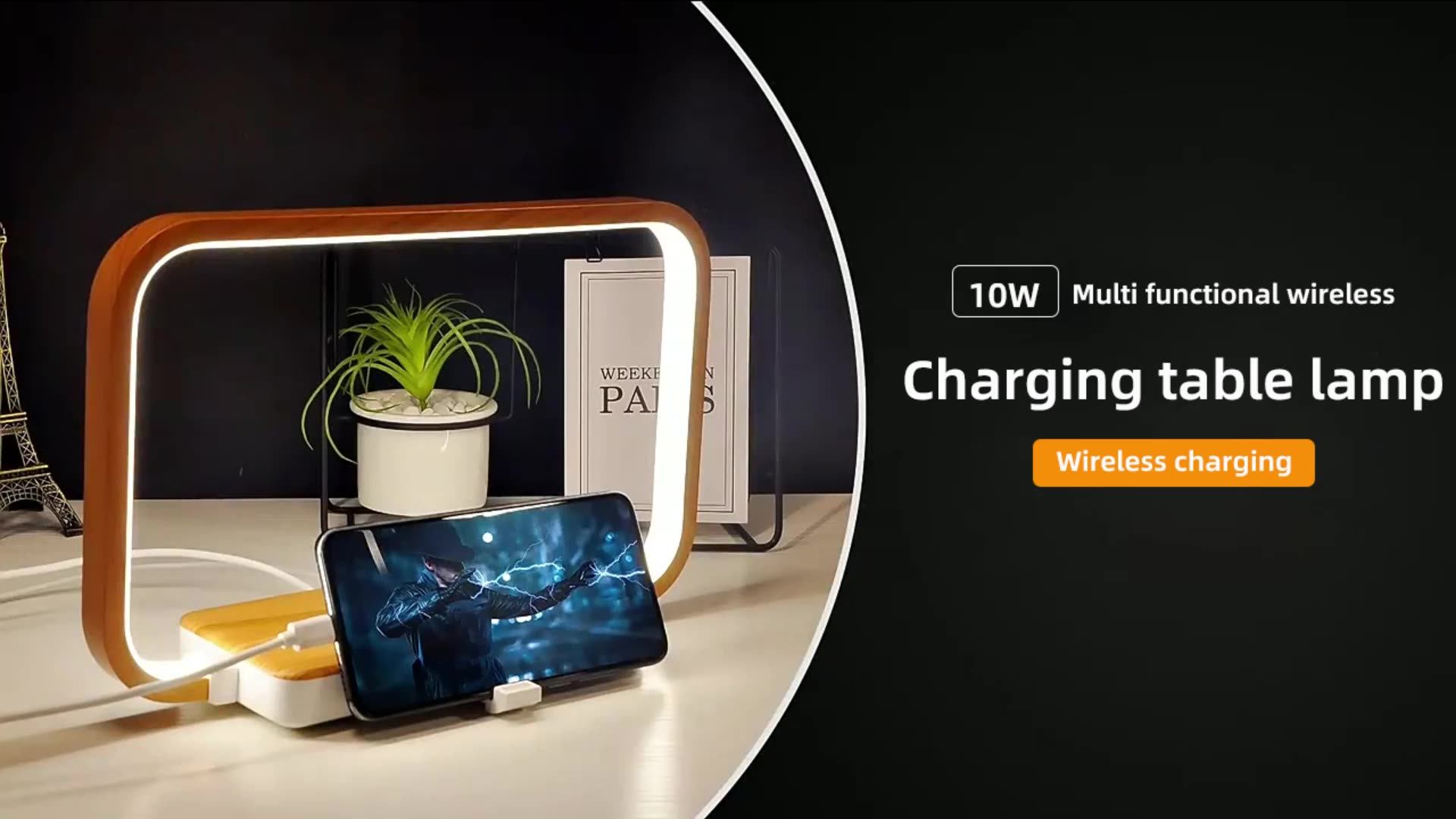 Luxury Dimmable Table Light Wireless Phone Charging Customizable Touch ...