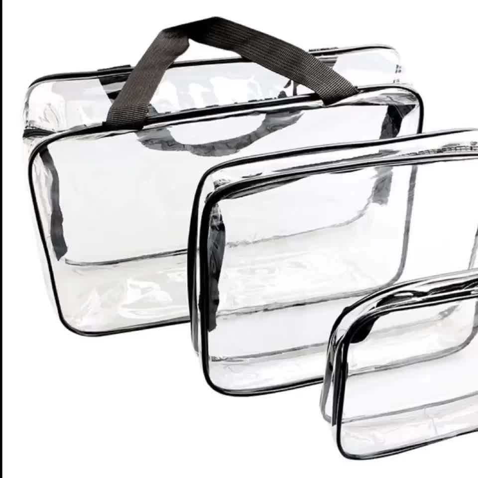 3 Set Clear Packing Cubes Pvc Waterproof Multi-function Hand Pouch Tote ...