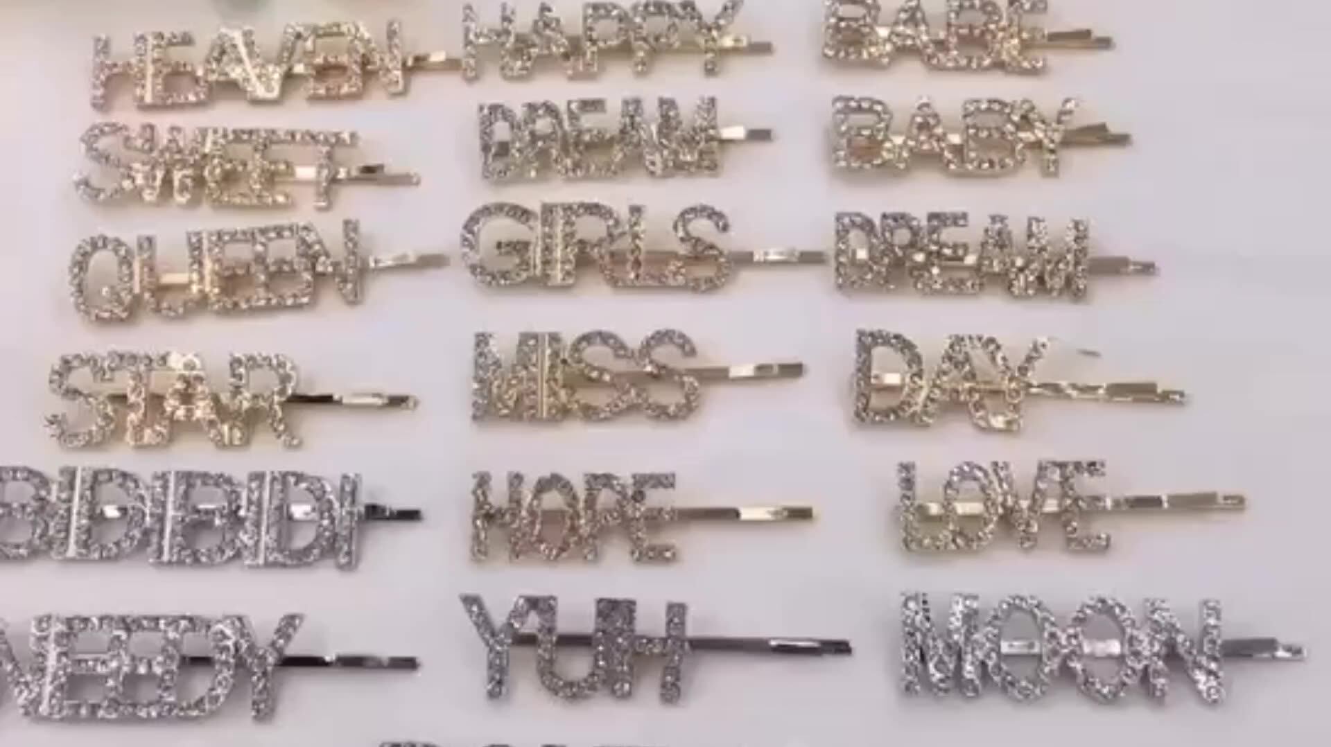 Hot-selling Gold Letter Hair Pins Crystal Alloy Wedding Hair ...