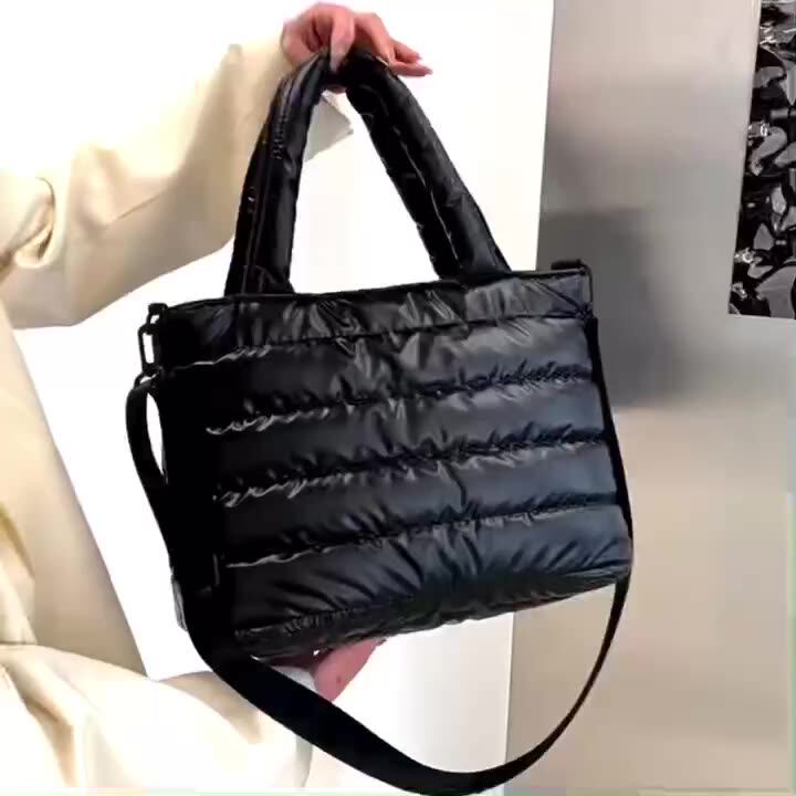 Custom Ladies Winter Quilted Puffer Handbags Large Capacity Shoulder ...