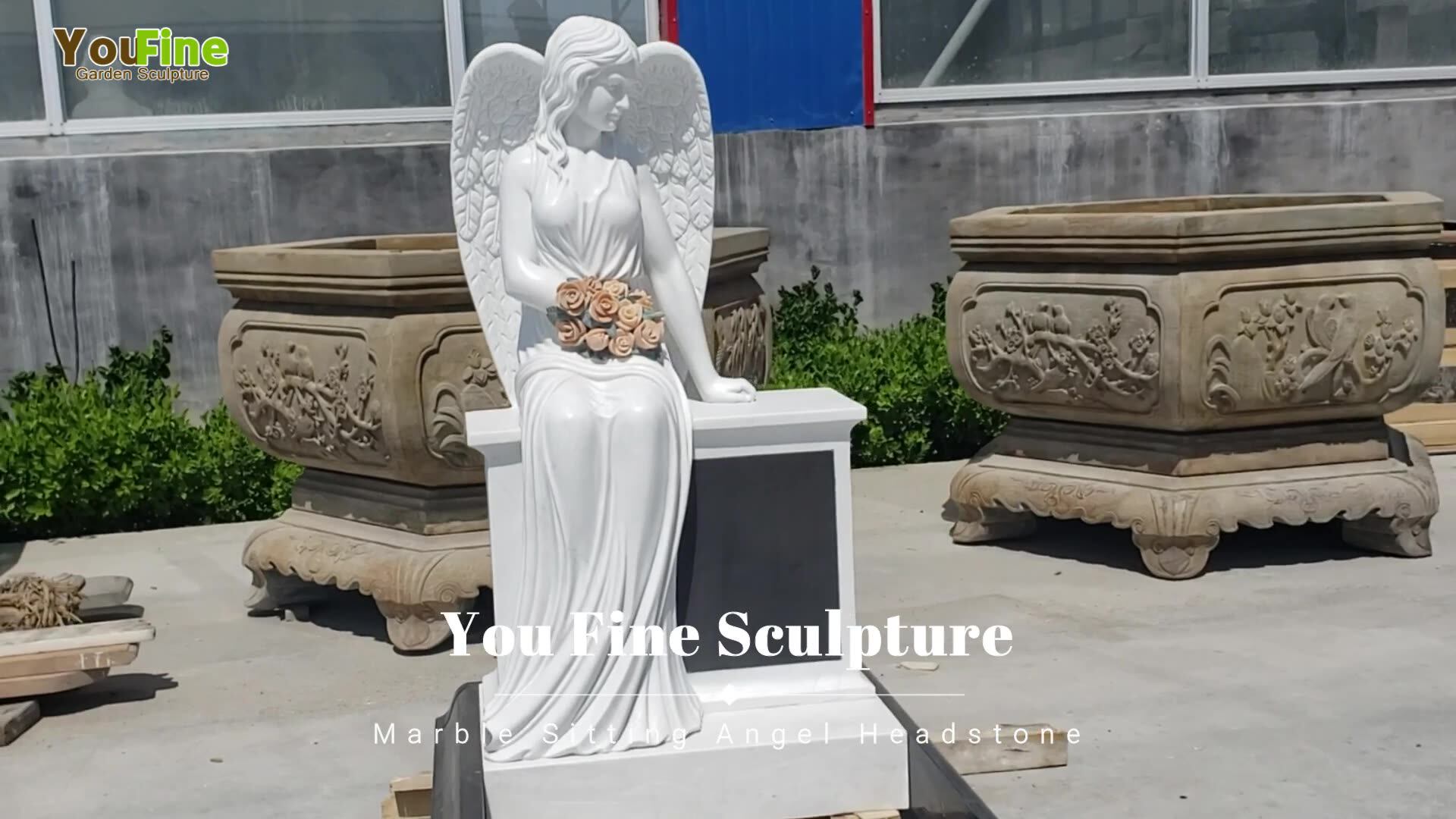 White Marble Monument Headstone With Angel Wings - Buy Headstone With ...