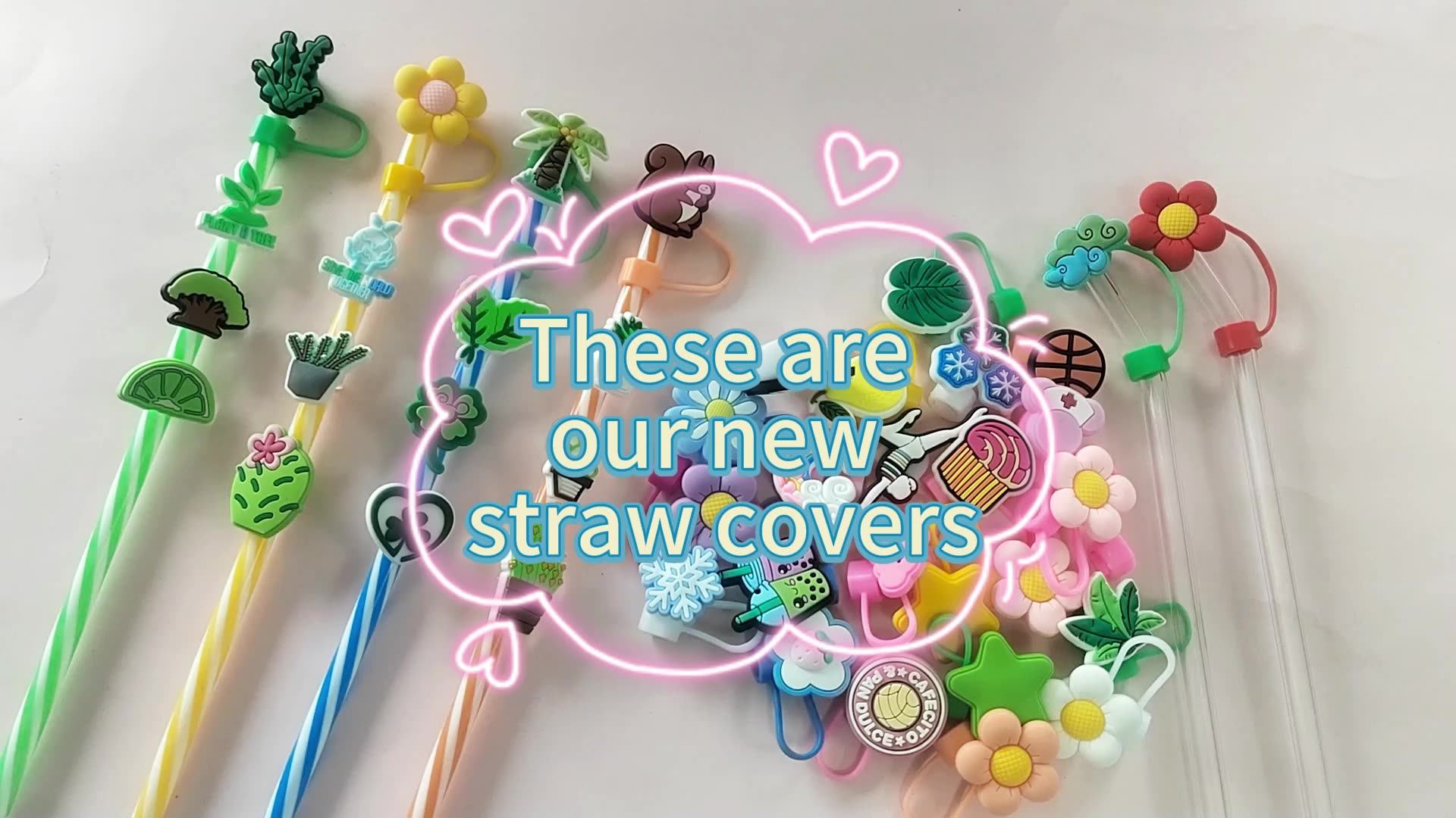 Hot Sell Design Custom Straw Topper Pvc Drinking Straw Topper Charms ...