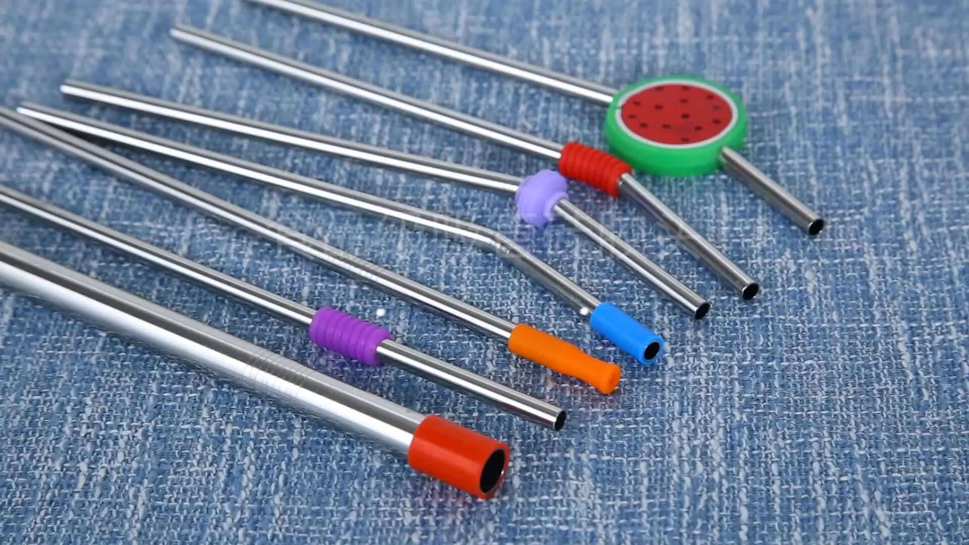 Cute Curved Fruit Shape Decorative Stainless Steel Metal Drinking Straw ...