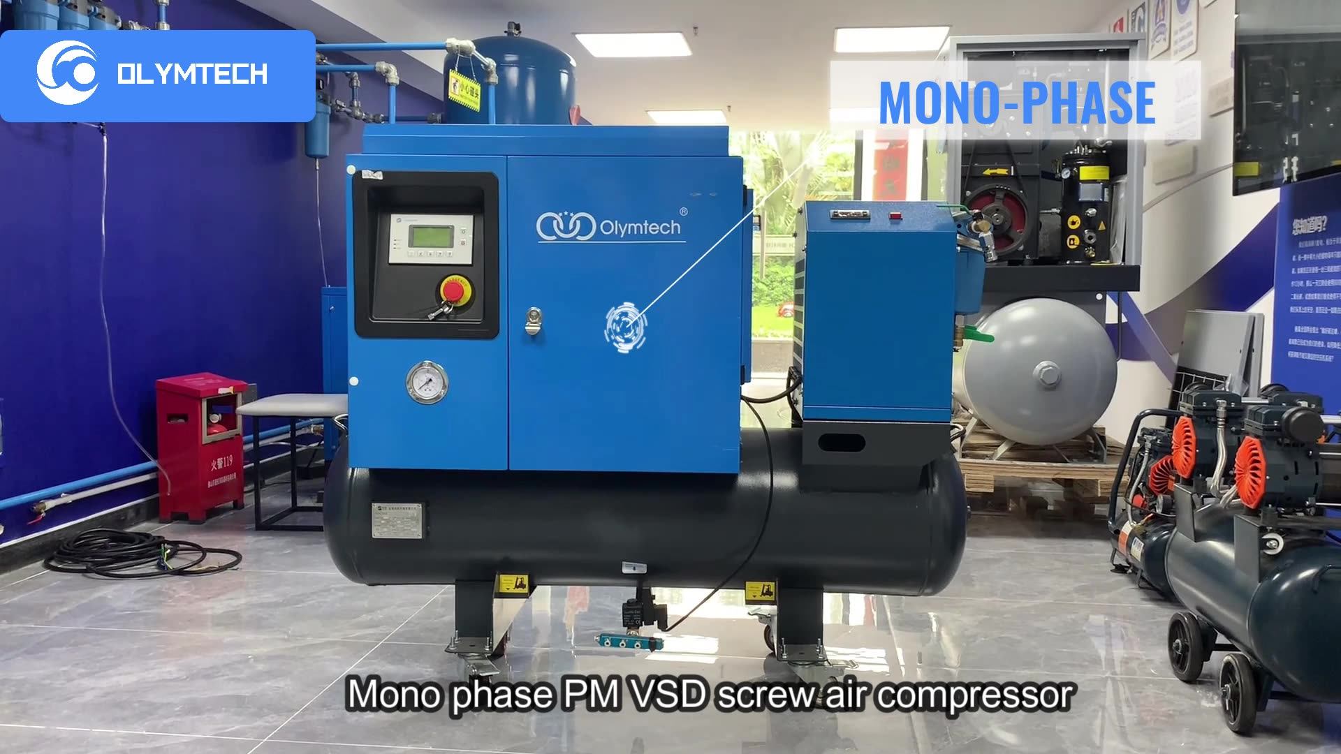 Olymtech Single Phase Rotary Screw Air Compressor 3.7kw 5hp Screw Air ...