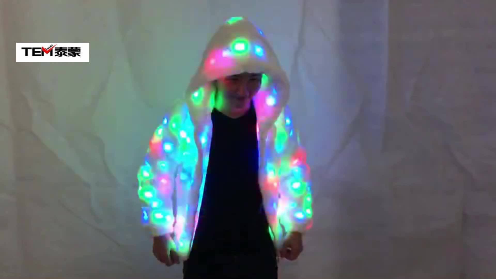 Colorful Flash Led Light Shining Faux Fur Coat Decorative Overcoat ...