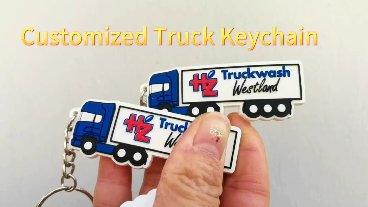 New Custom Company Logo Soft Pvc Keyring 2d Epoxy Black Truck Pvc ...