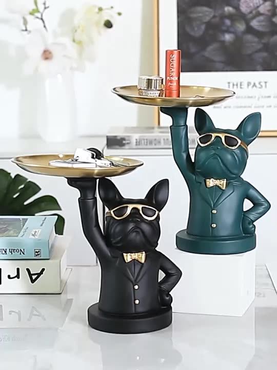 French Bulldog Butler With Tray Storage Box Dog Statue And Sculpture ...