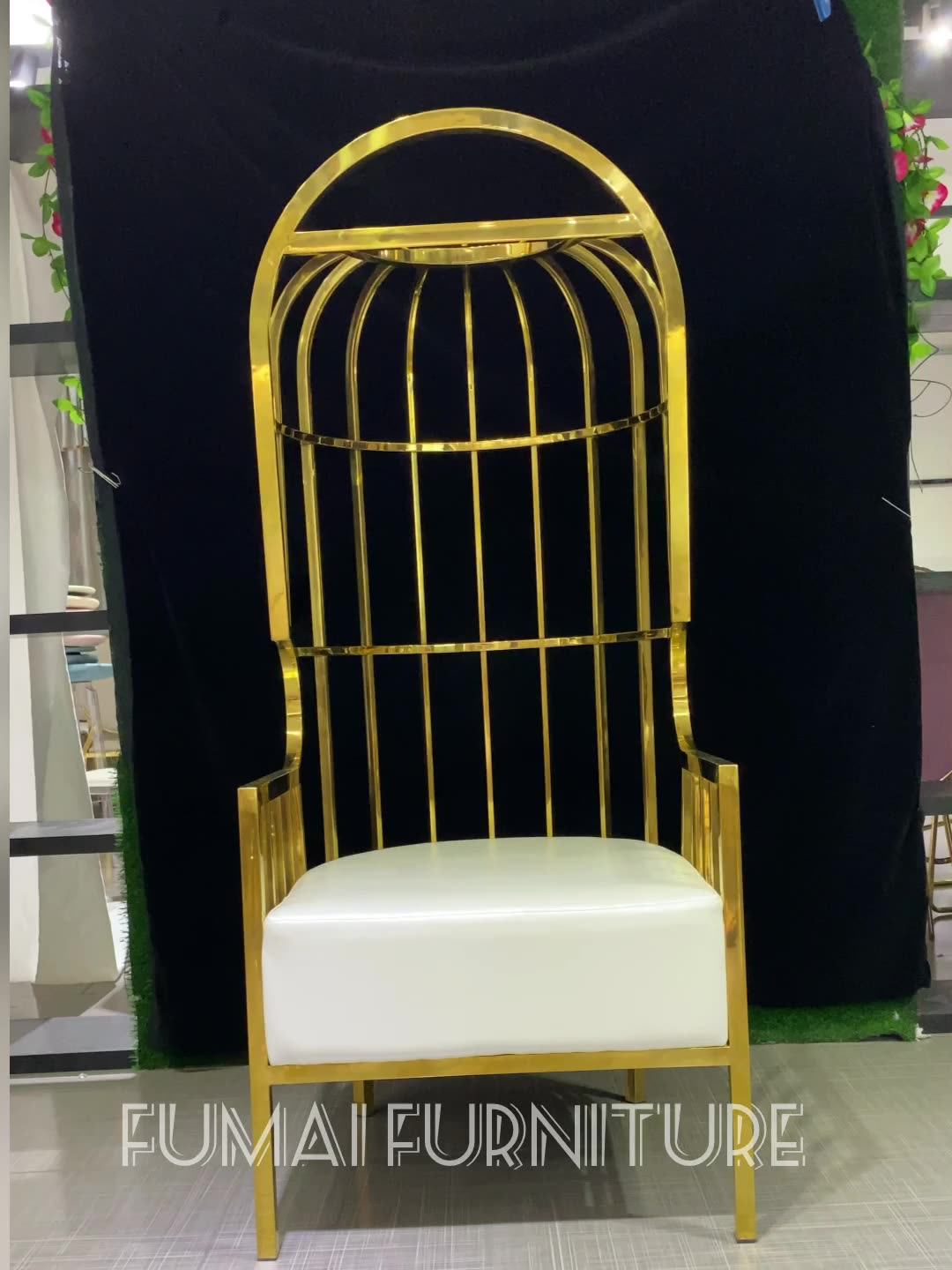 Pu Cushion Armless Stainless Steel Bird Cage Wedding High Back Throne ...