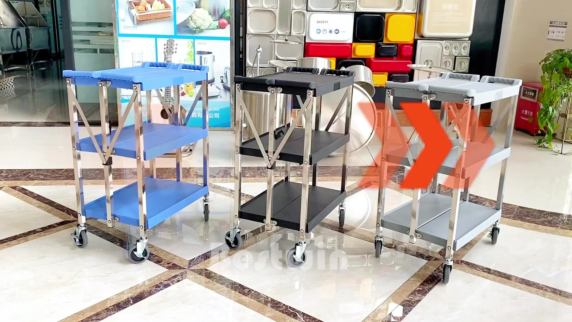 Heavy Duty Foldable Food Trolley Kitchen Hotel Restaurant Camping ...