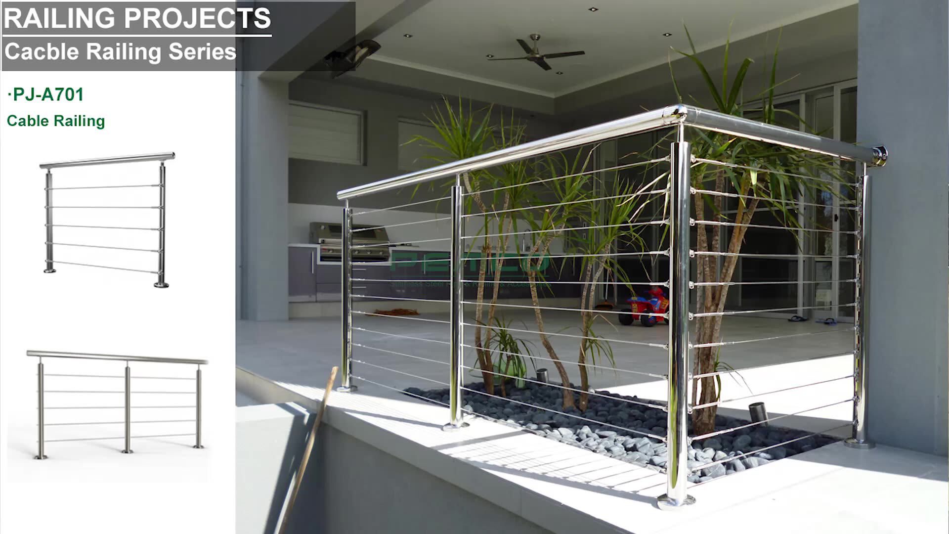 Indoor Ss Inox Wire Rope Railing Stainless Steel Cable Handrail Systems ...