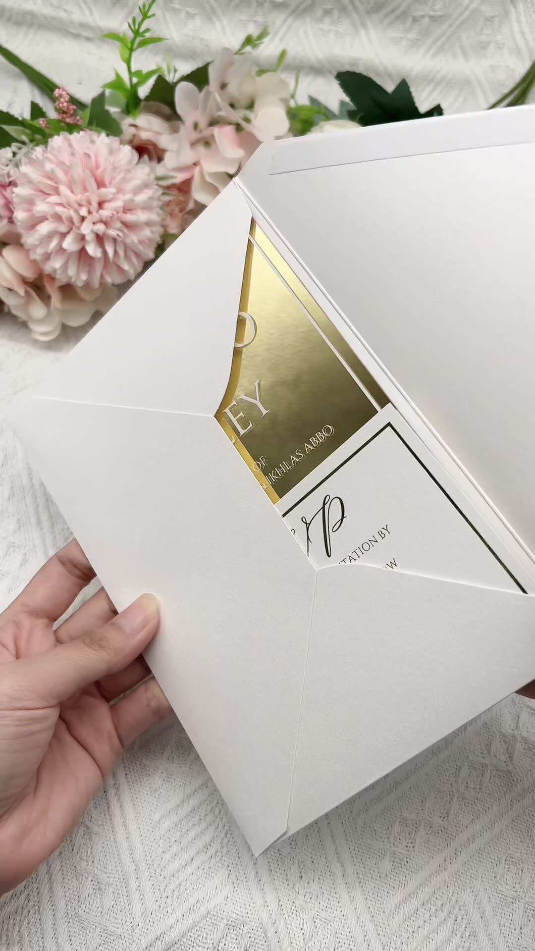 Custom Printing Gold Mirror Acrylic Invitations Wedding Invitation Card ...