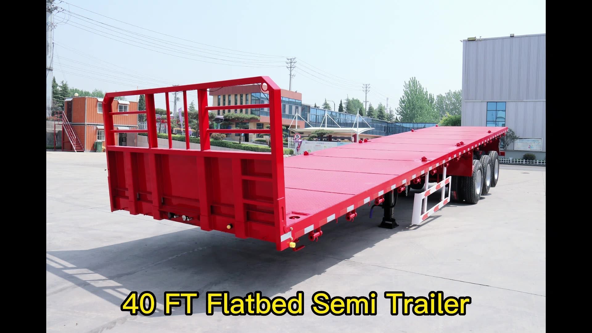 5 Axle 50 Ton Flatbed Contsiner Trailer Flatbed Self Loading Trailer ...