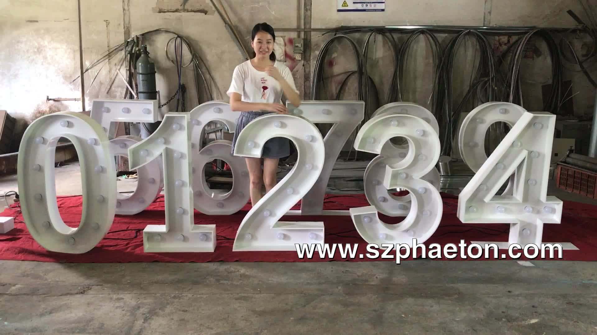 Balloon Party Decoration Giant Metal Light Up Marquee Numbers 4ft,Big ...