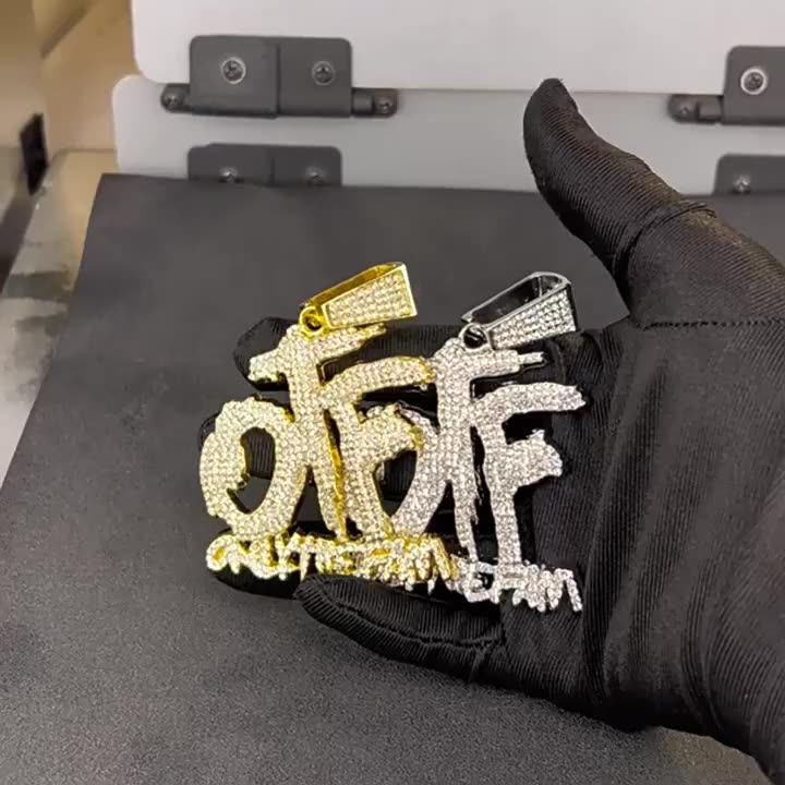 Full Diamond Letter Otf Pendant Necklace Personalized Creative Hip-hop ...
