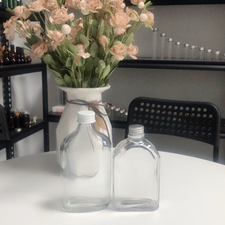 Oshow 50ml 100ml 200ml 250ml 350ml 500ml Square Flask Bottle Flat Glass ...