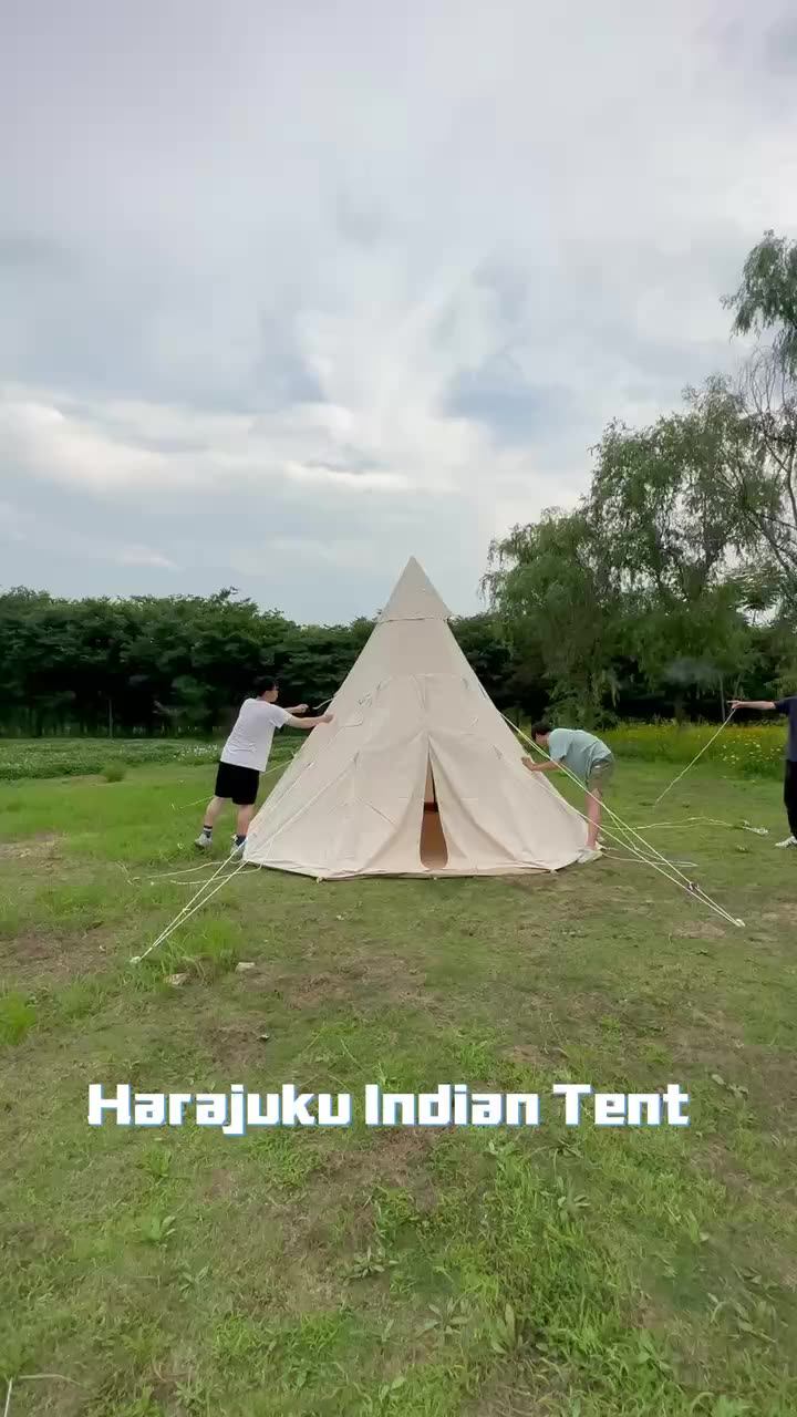 5m*5m*3.5m Indian Tipi Tent Cotton Canvas Pyramid Camping Teepee Tent ...