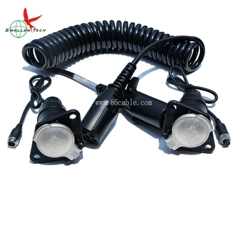 3 Ways 7 Pin 4m 4pin Aviation Plug Trailer Truck Suzie Camera Video ...